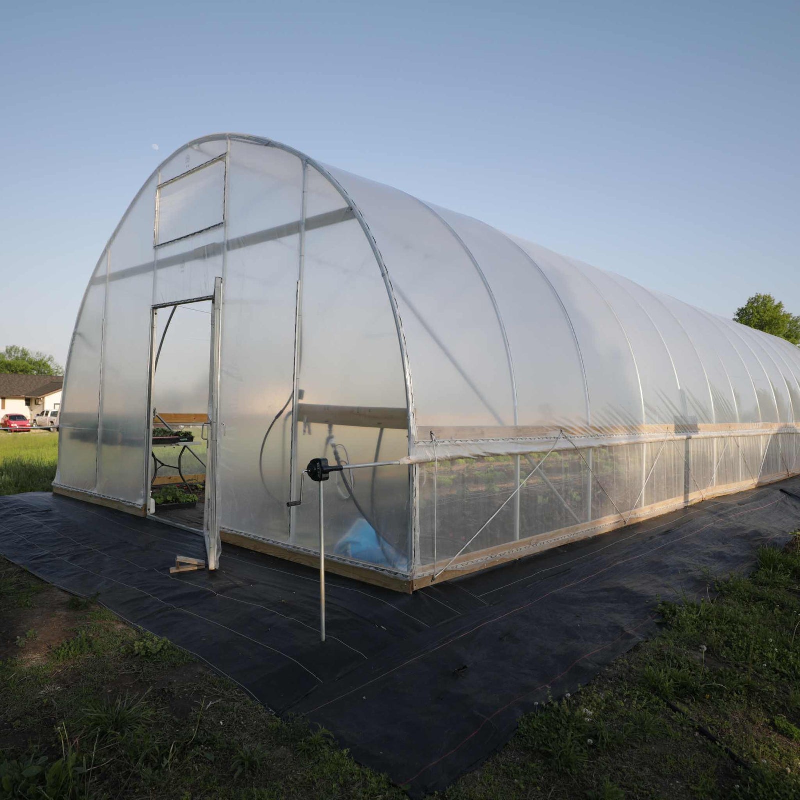Essential round high tunnel kit on farm
